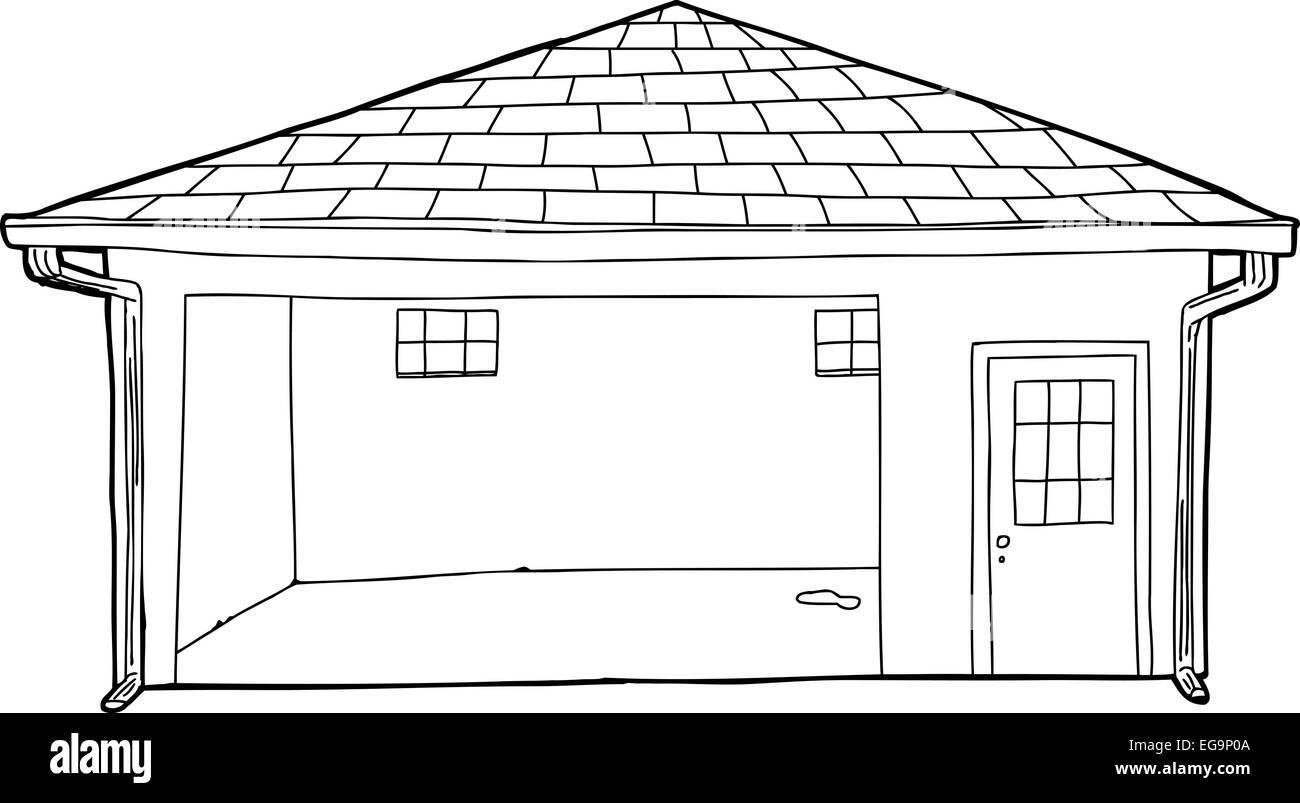 Cartoon of doorway on empty open residential garage Stock Photo - Alamy