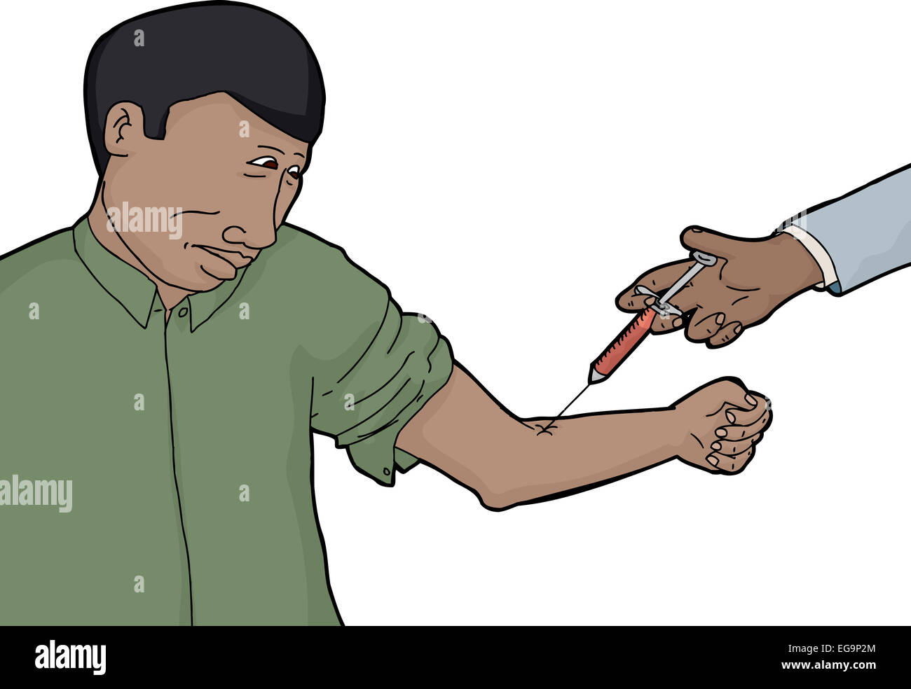 Isolated worried African male giving blood for test Stock Photo - Alamy