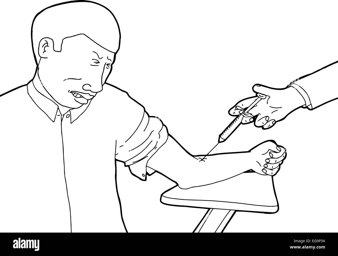 Outline carton of African adult giving blood for test Stock Photo - Alamy