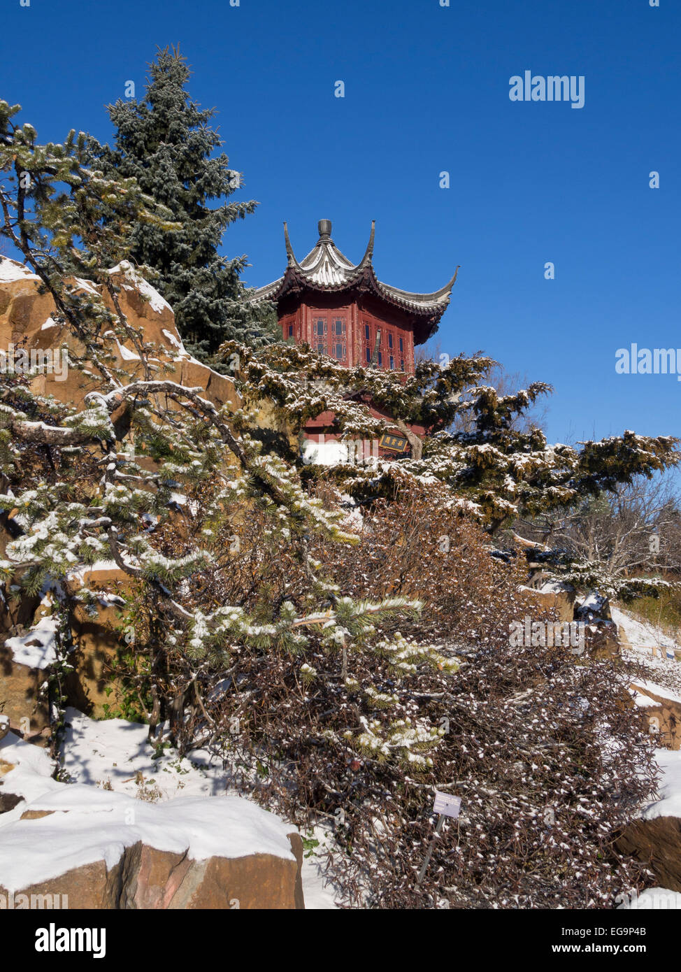 Chinese garden in winter Stock Photo - Alamy