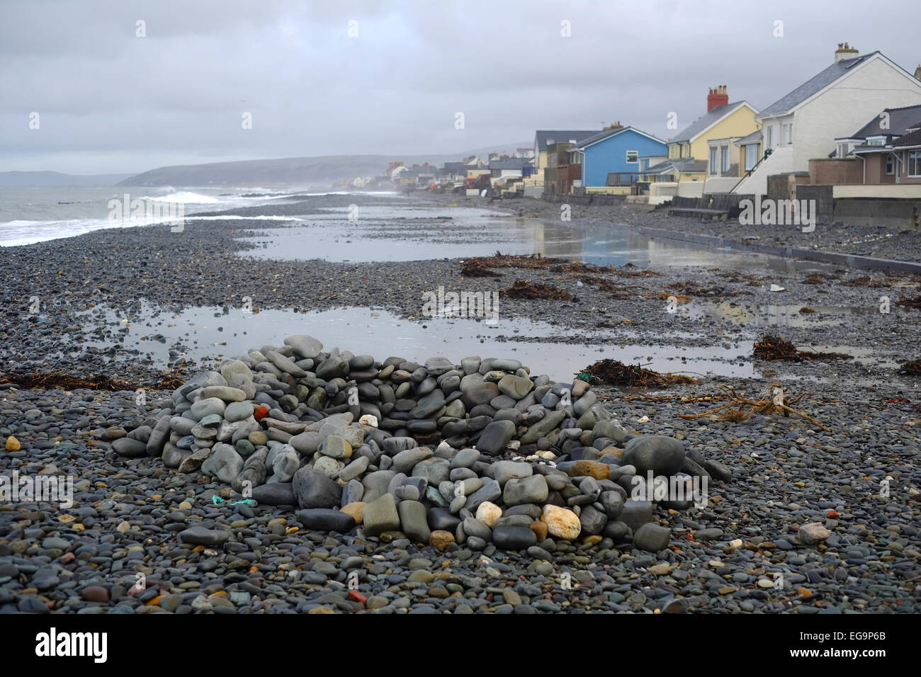 High tide flooding in Borth, Ceredigion, Wales Stock Photo - Alamy