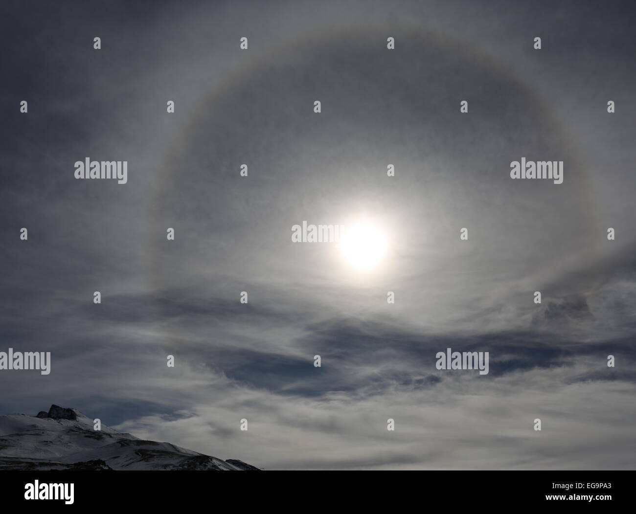 22 degree Halo Sun Halo, Pico Veleta Stock Photo - Alamy
