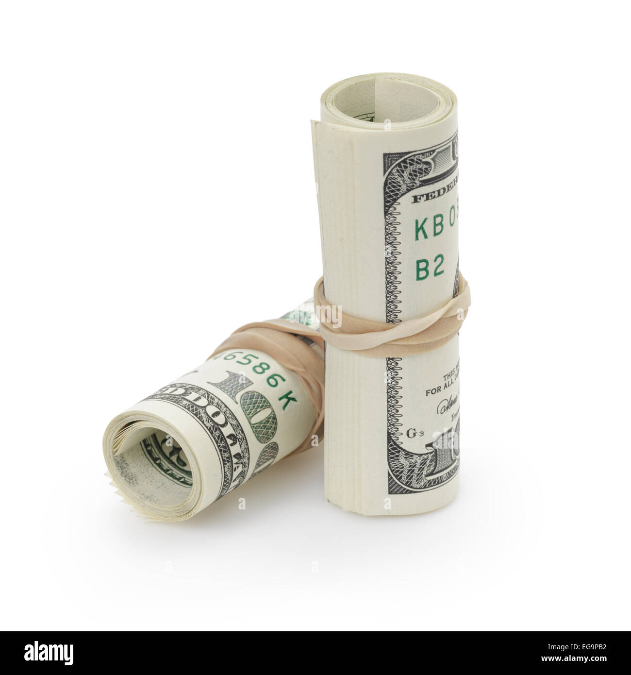 100 dollar bill rolled up hi-res stock photography and images - Alamy