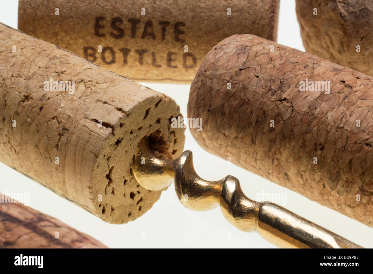 Pulling cork from a wine bottle using a corkscrew Stock Photo - Alamy