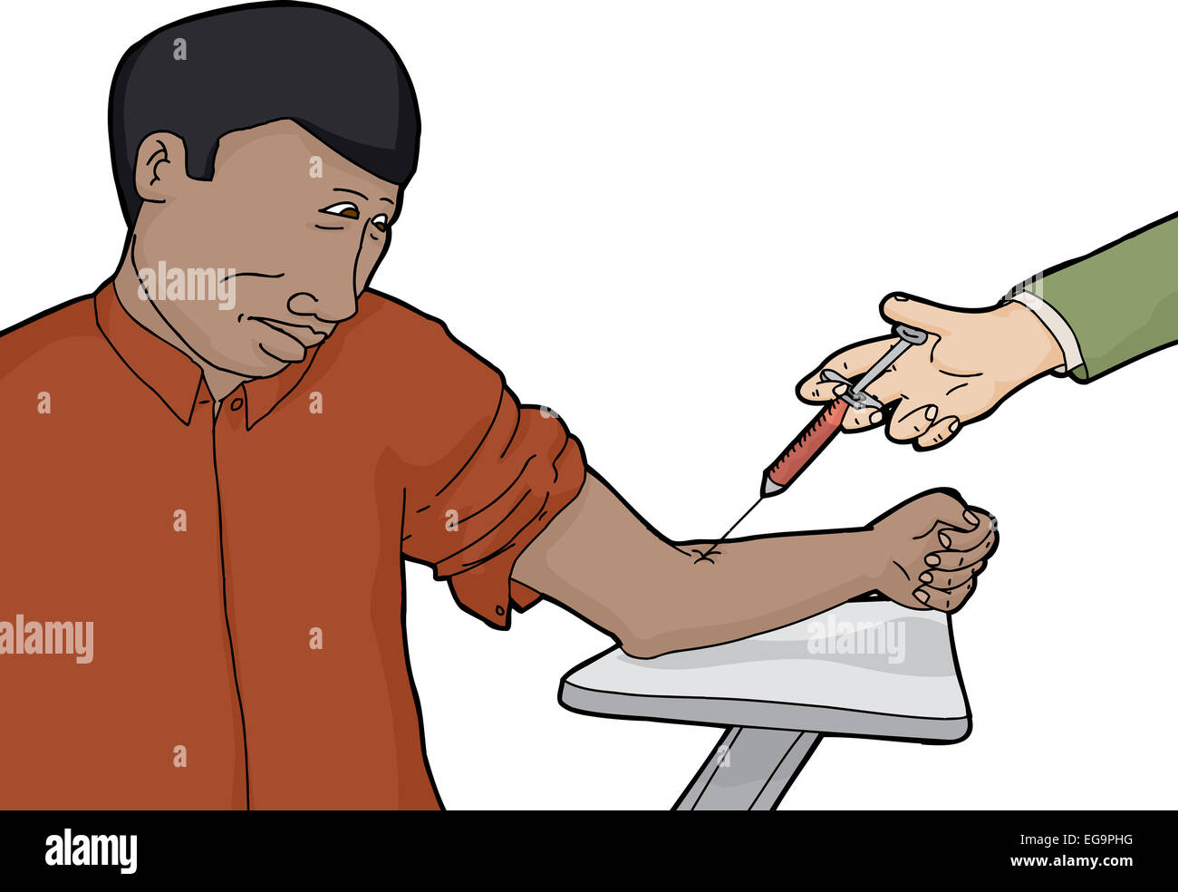 Isolated nervous Black man getting a blood test Stock Photo - Alamy