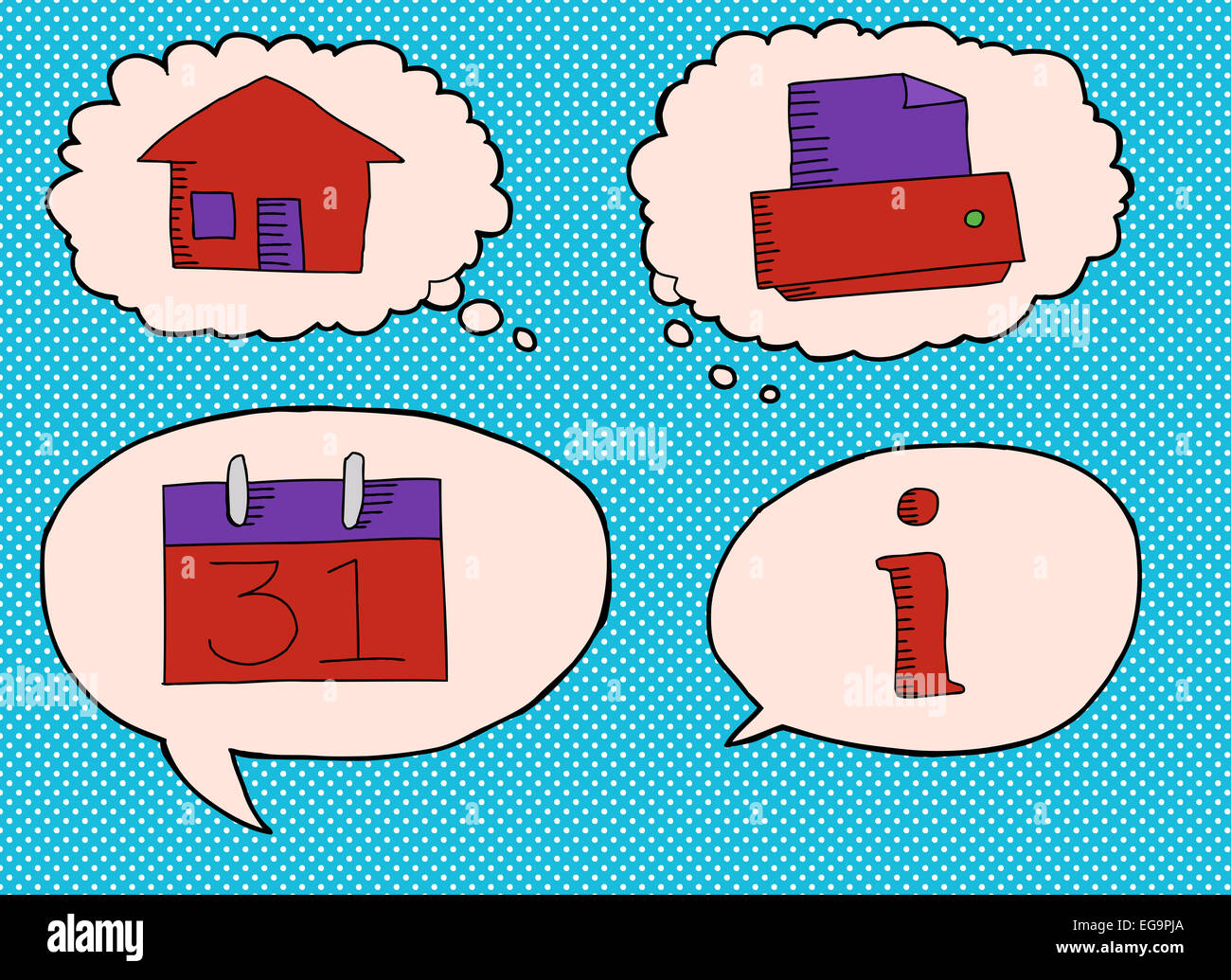 Information technology icons in dialog bubbles over blue Stock Photo ...