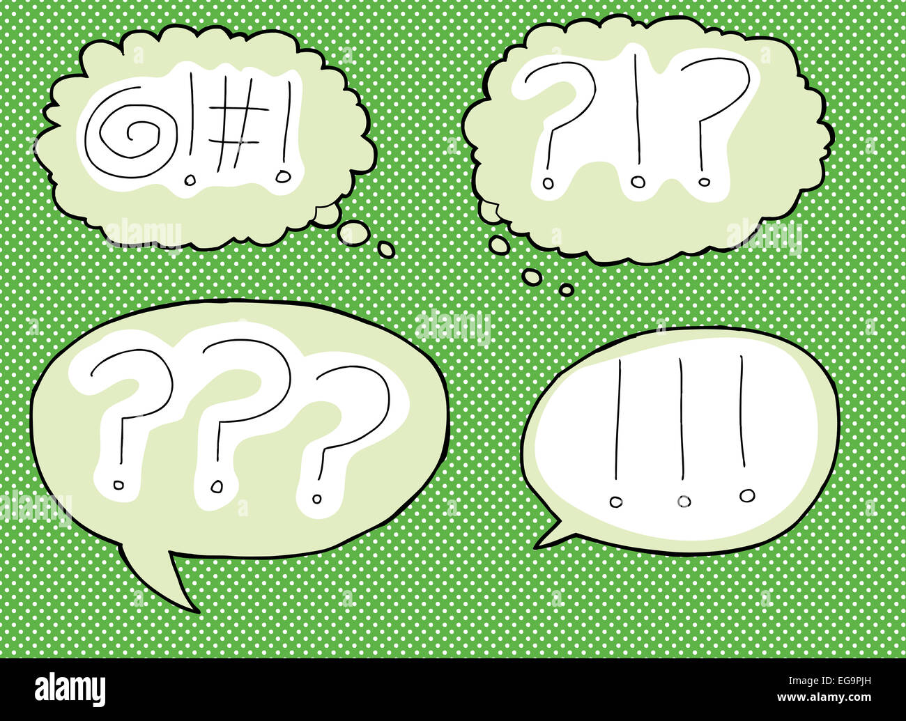 Four loud expression icons in dialog bubbles Stock Photo - Alamy