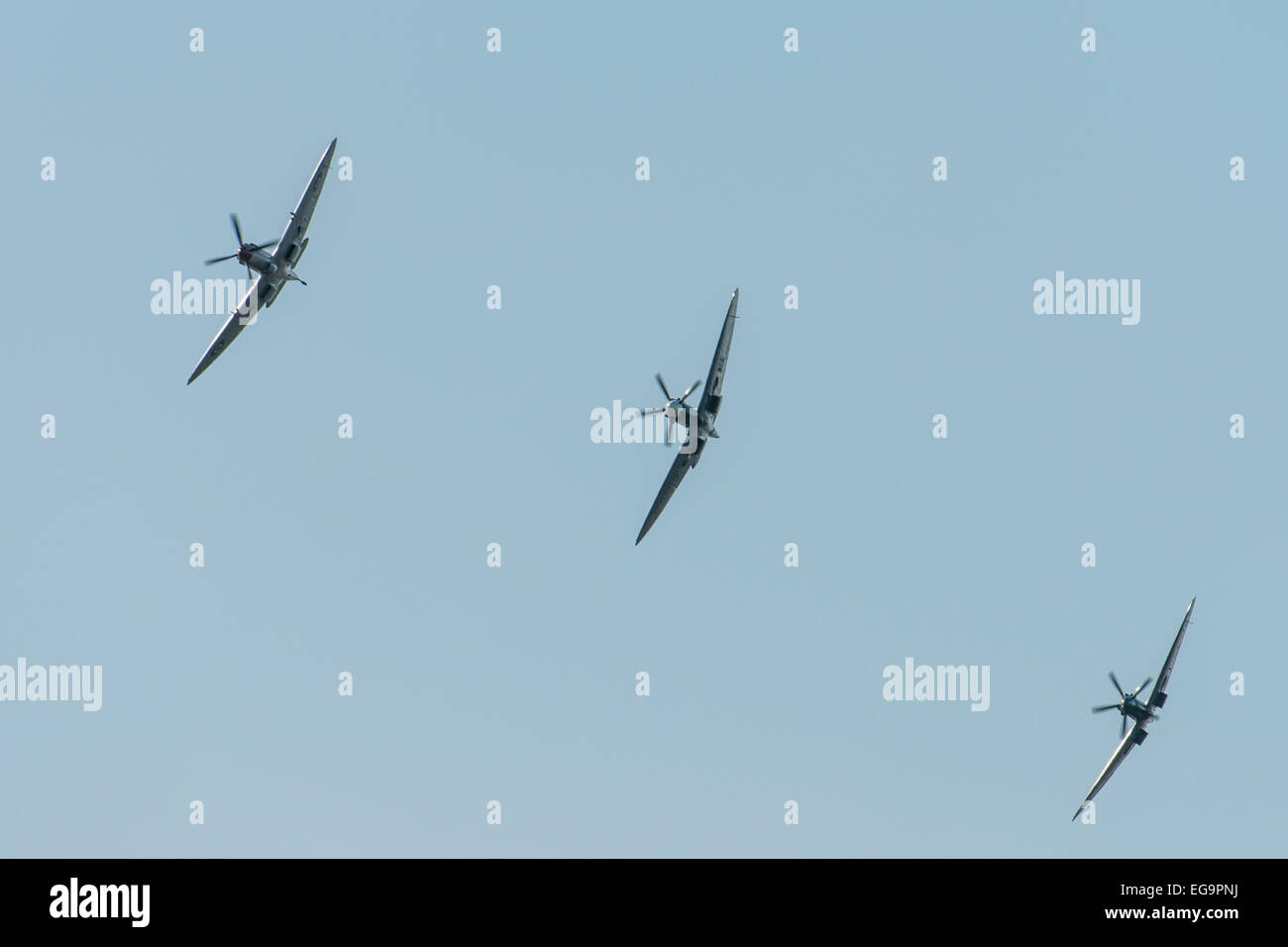 3 Spitfires of the Battle of Britain Memorial flight flying in line ...