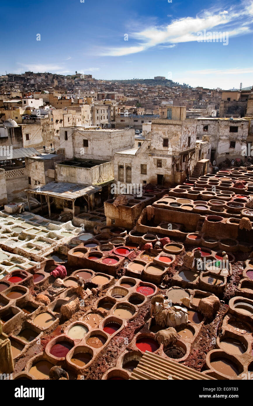 Tannery Medina Fez Fes el Bali Morocco barrio de los curtidores en la ...