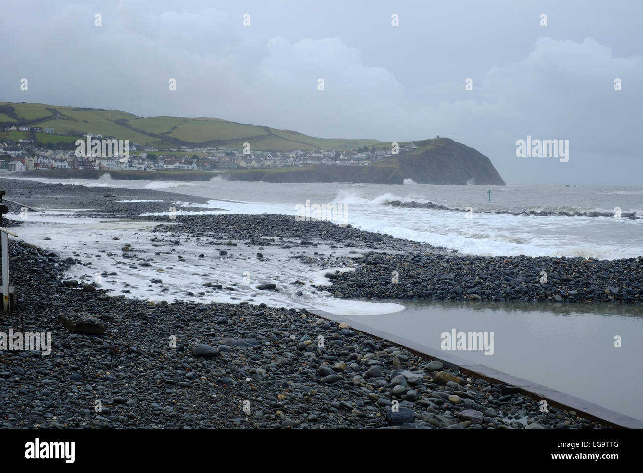 High tide flooding in Borth, Ceredigion, Wales Stock Photo - Alamy