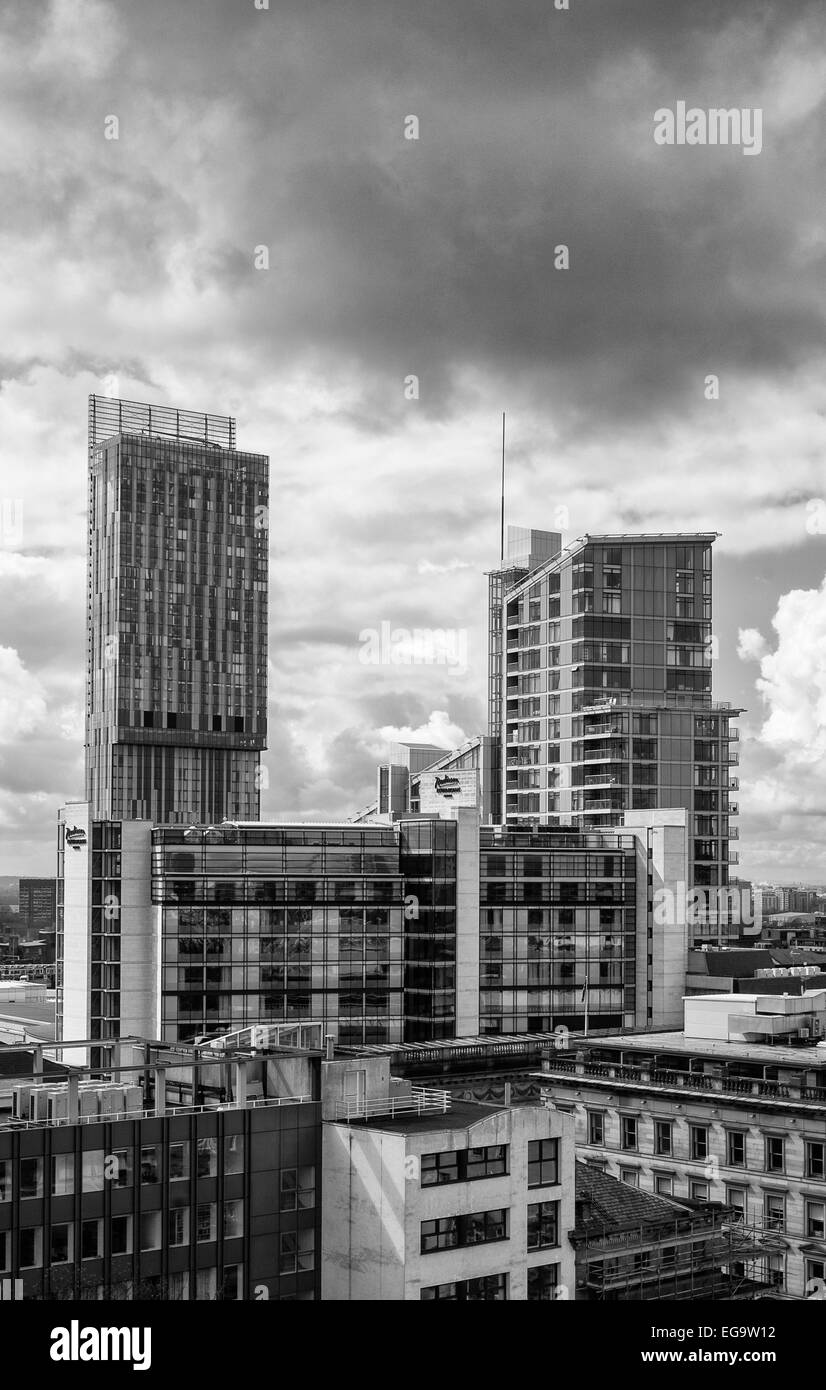High level view across tops of Manchester roof scape toward Betham ...