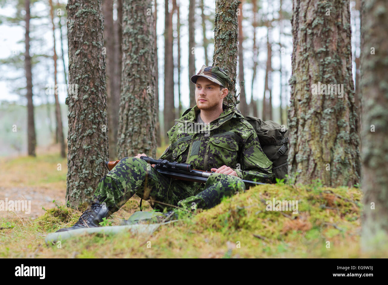 Resting soldier in the woods hi-res stock photography and images - Alamy