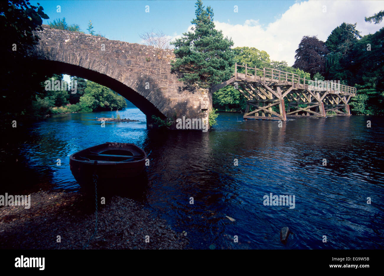 Old ruined bridge on the River Oich Stock Photo - Alamy