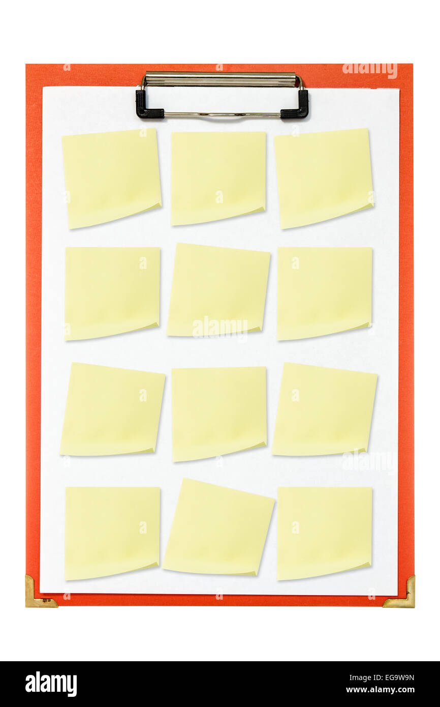 Red clipboard with blank notes. Isolated on white Stock Photo - Alamy
