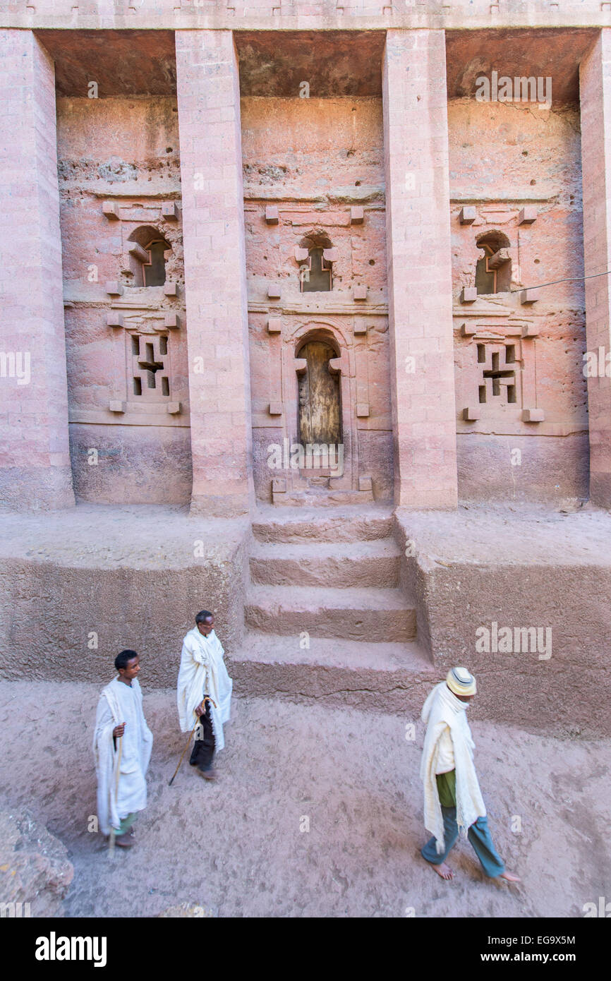 Outside of Bete Medhane Alem church in Lalibela Ethiopia Stock Photo ...