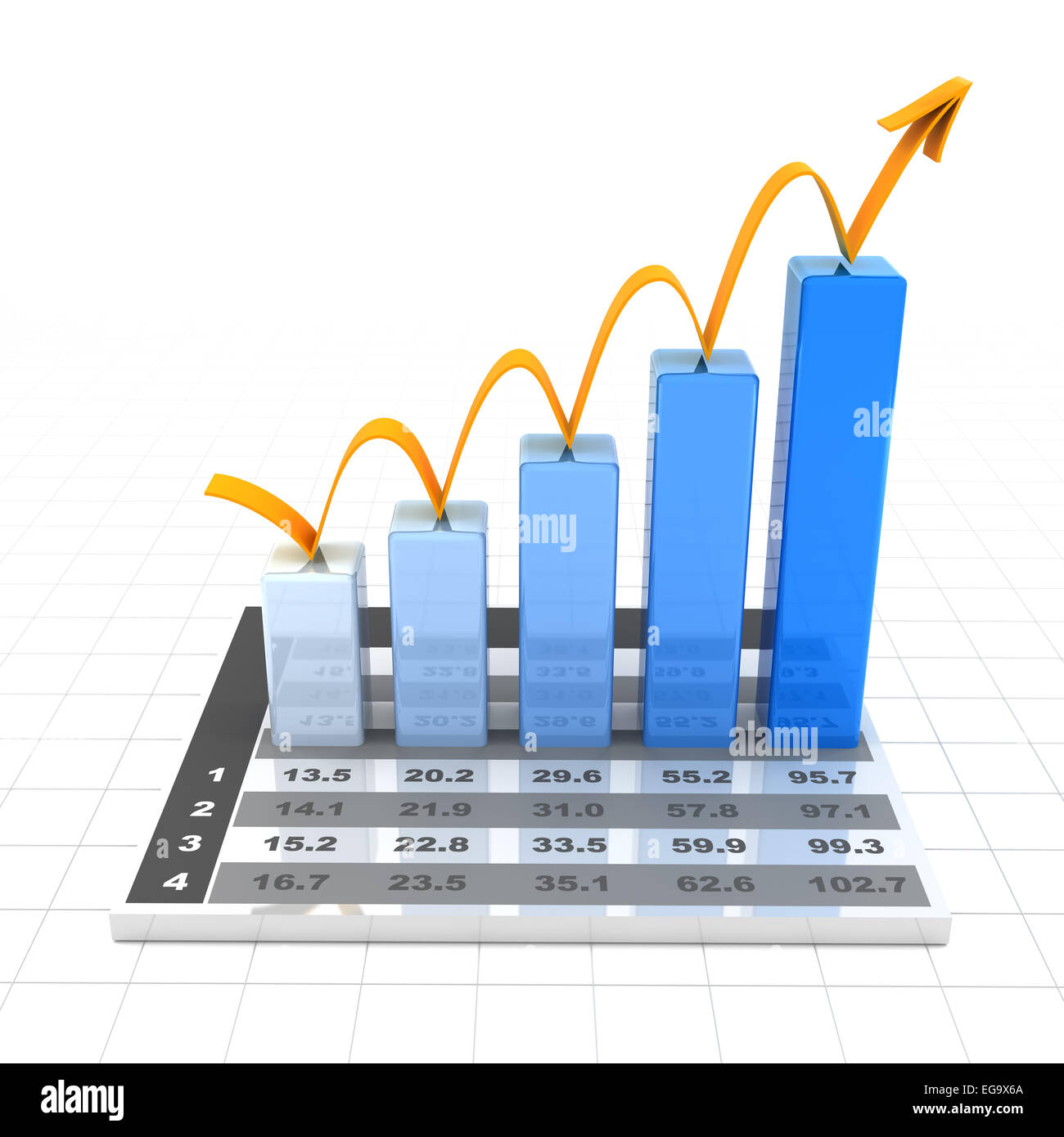 Growth chart with data, 3d render Stock Photo - Alamy