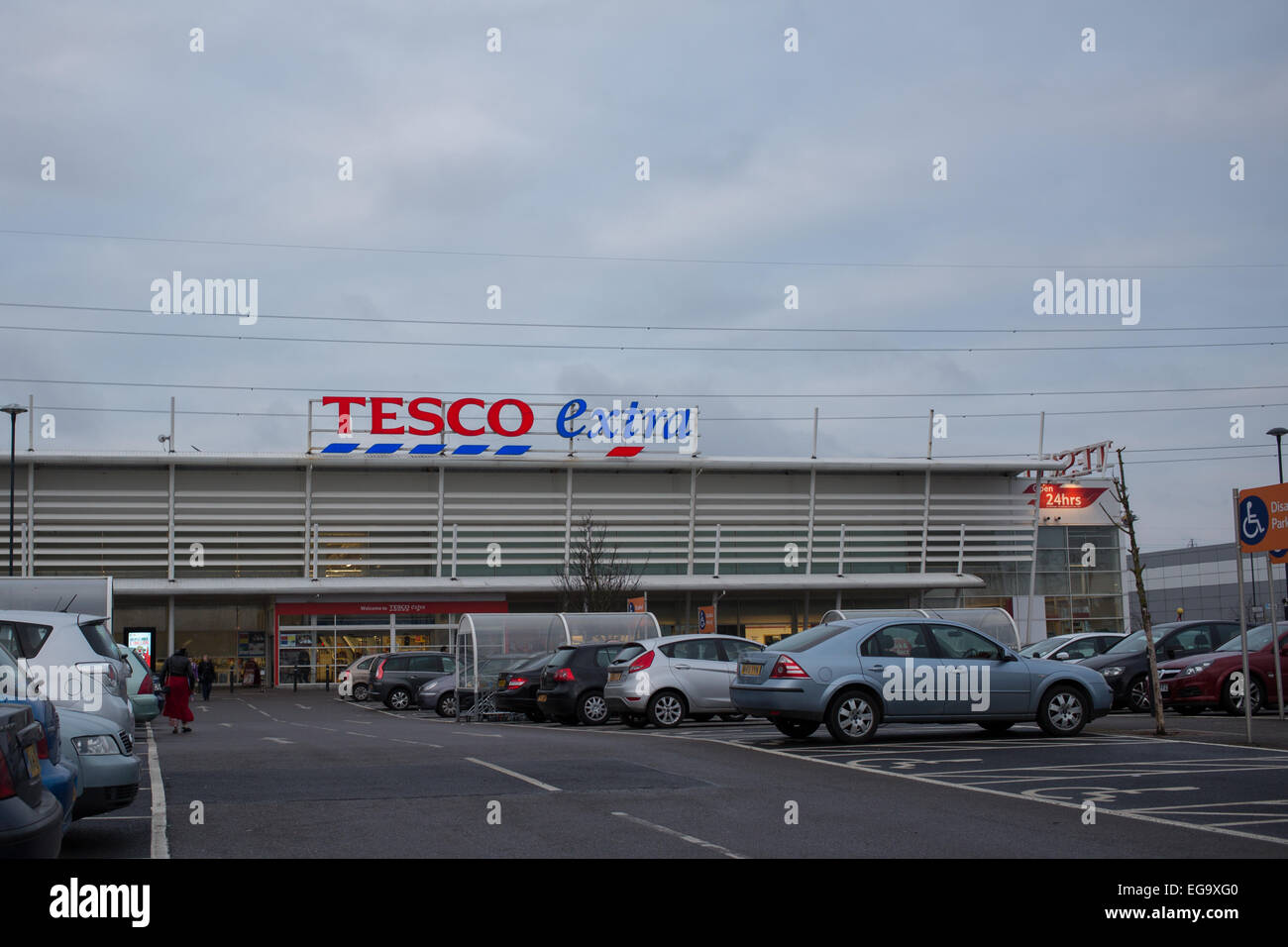 Tesco Extra supermarket sign Stock Photo - Alamy