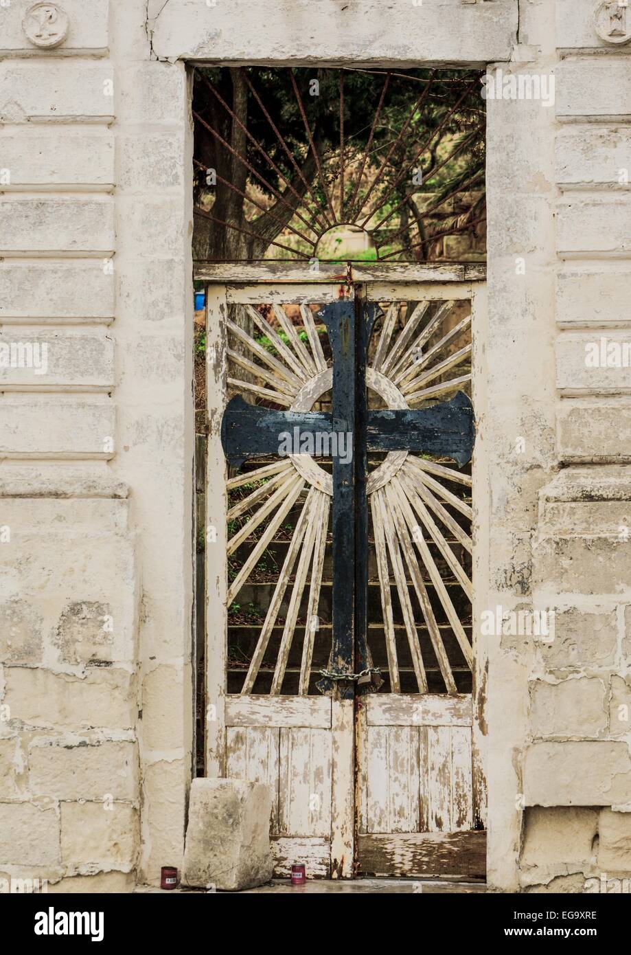 Stairway to Heaven. A gate to an enclosed monastery garden Stock Photo ...