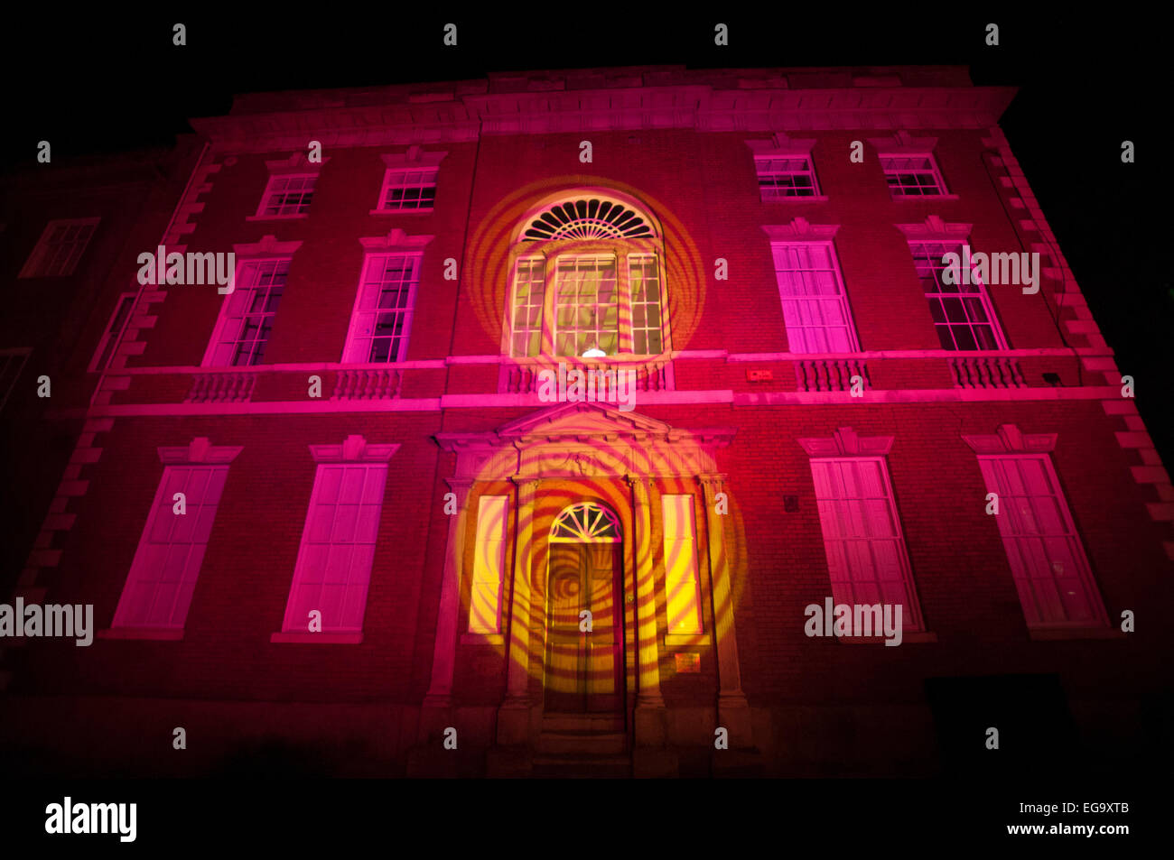 Buildings lit up as part of Light Night in Nottingham, Nottinghamshire ...