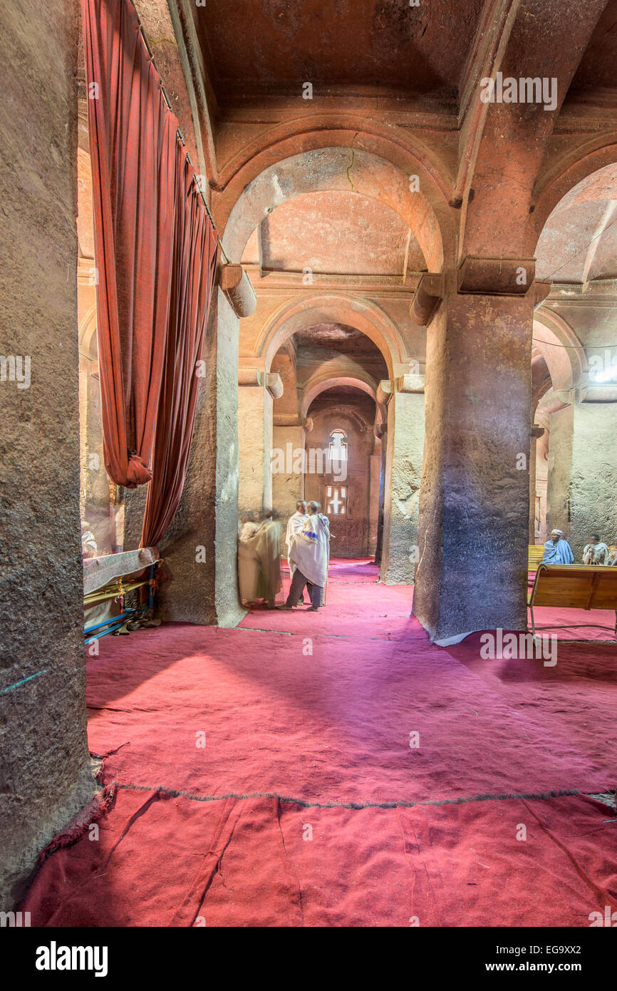 Inside of a Bete Medhane Alem church in Lalibela Ethiopia Stock Photo ...