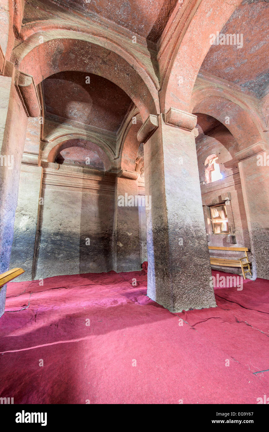 Inside of a Bete Medhane Alem church in Lalibela Ethiopia Stock Photo ...