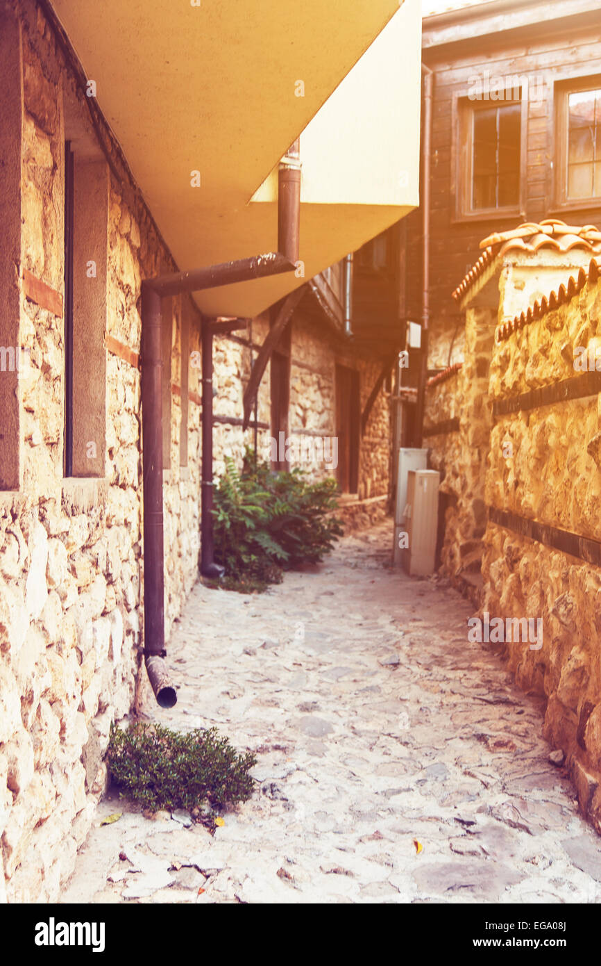 street city medieval alley night road Stock Photo - Alamy