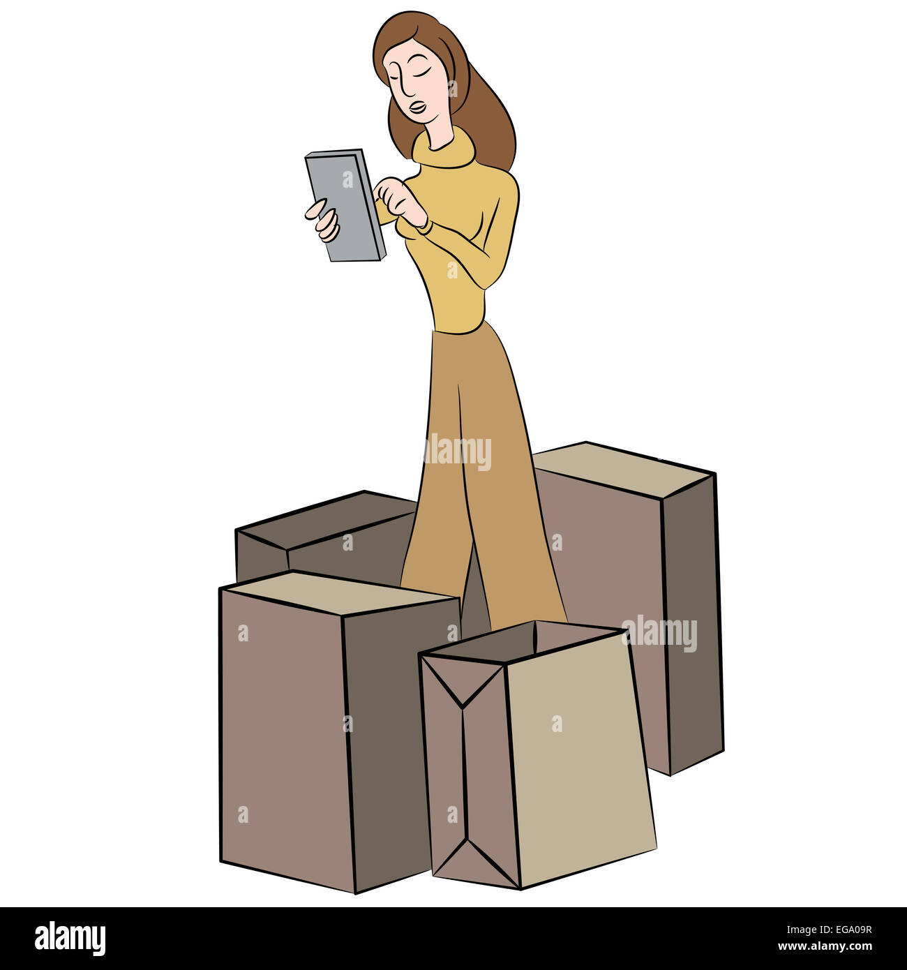 Shopping tablet woman Cut Out Stock Images & Pictures - Alamy