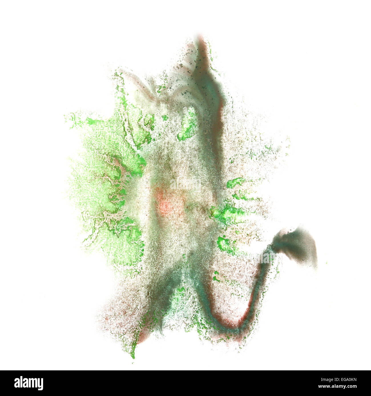 ink green, gray blot splatter background isolated on white hand Stock ...