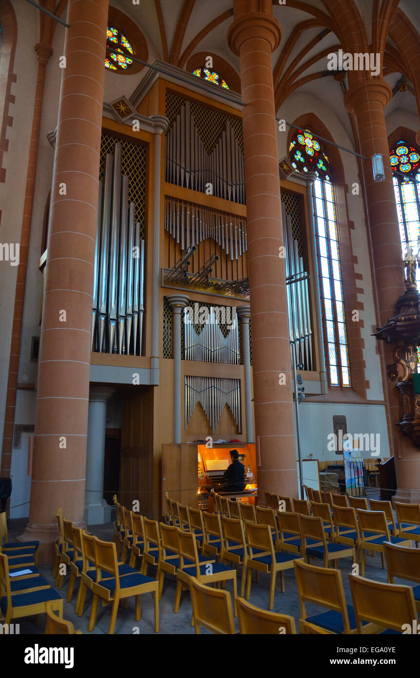 Internal view of the church and its organ Stock Photo - Alamy