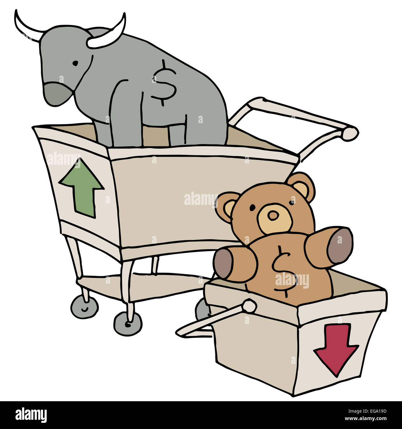 Cartoon Cart And Bull