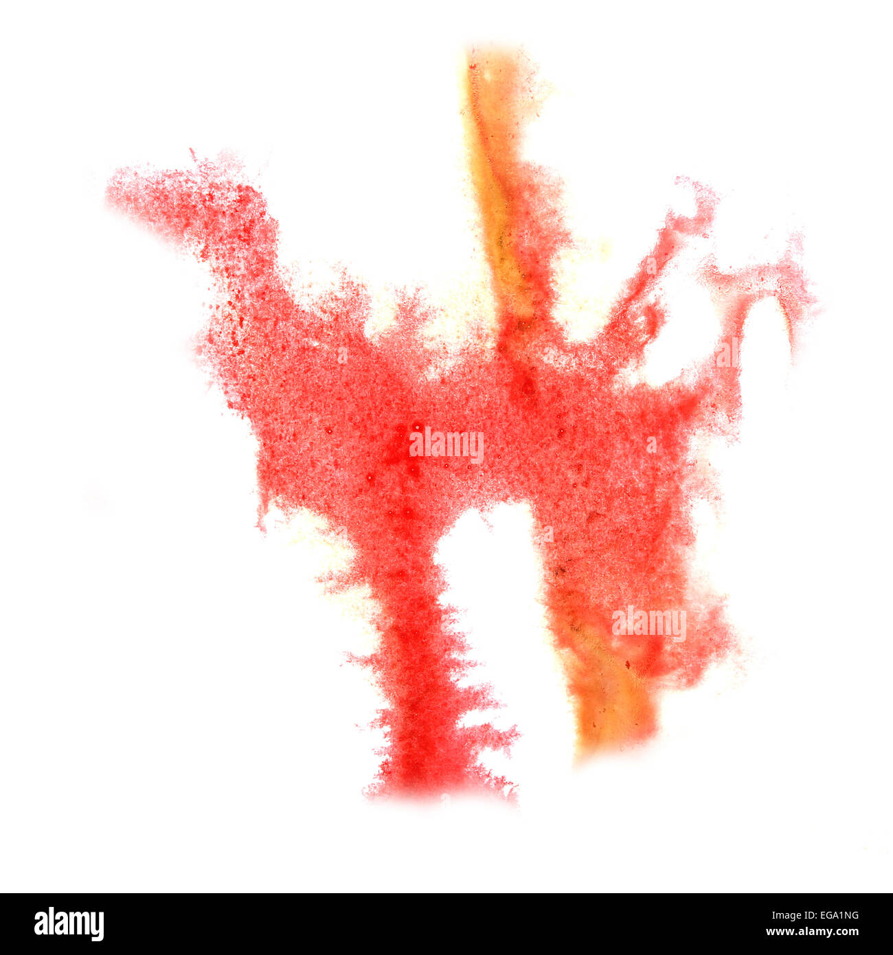 ink red orange blot splatter background isolated on white hand p Stock ...