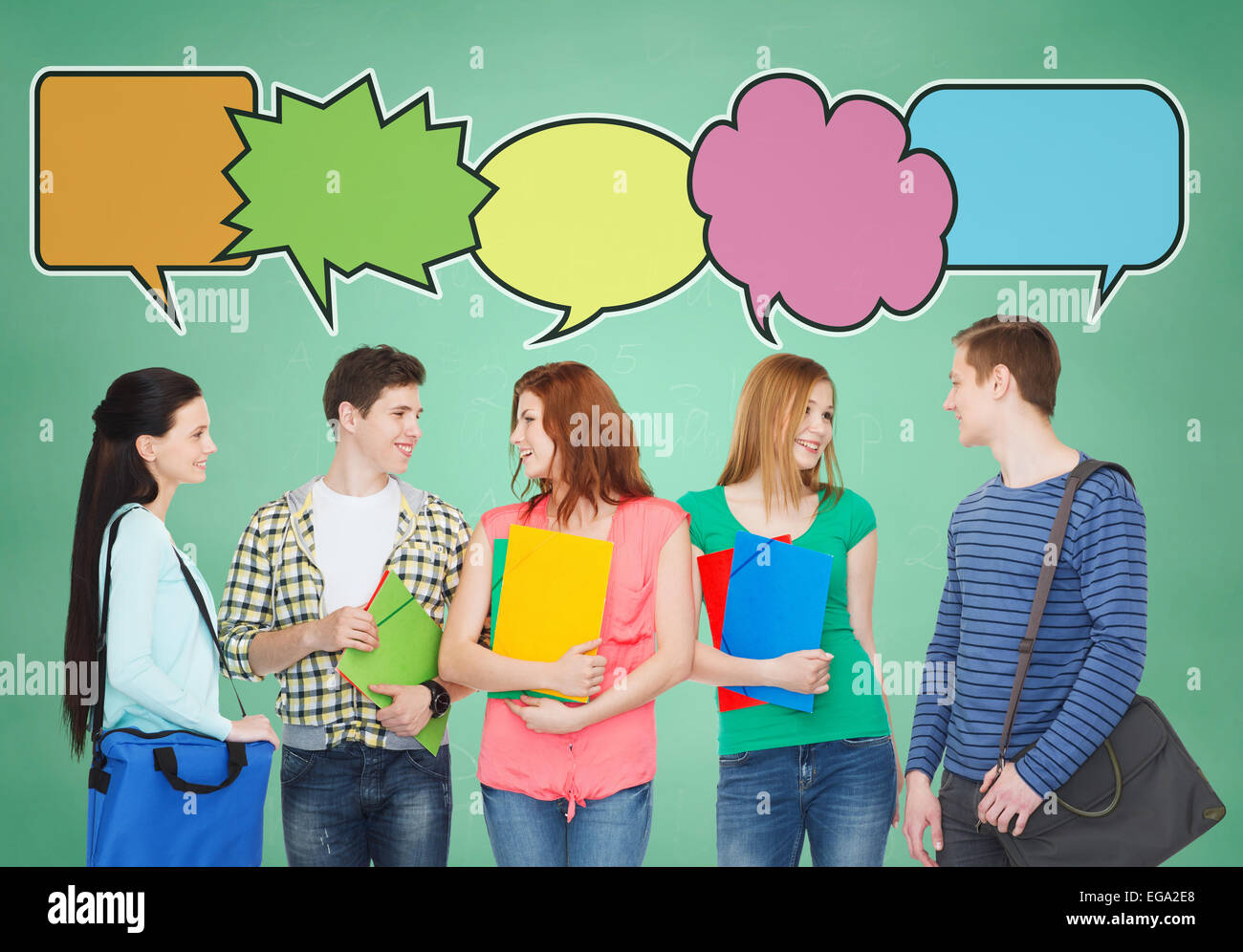 Smiling teenage girls talking class hi-res stock photography and images ...