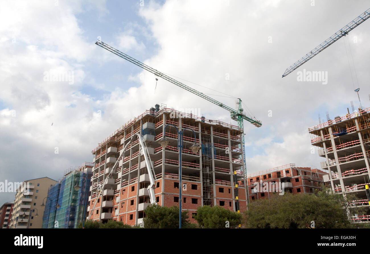 Construction of high rise apartment block housing in Gibraltar, British ...