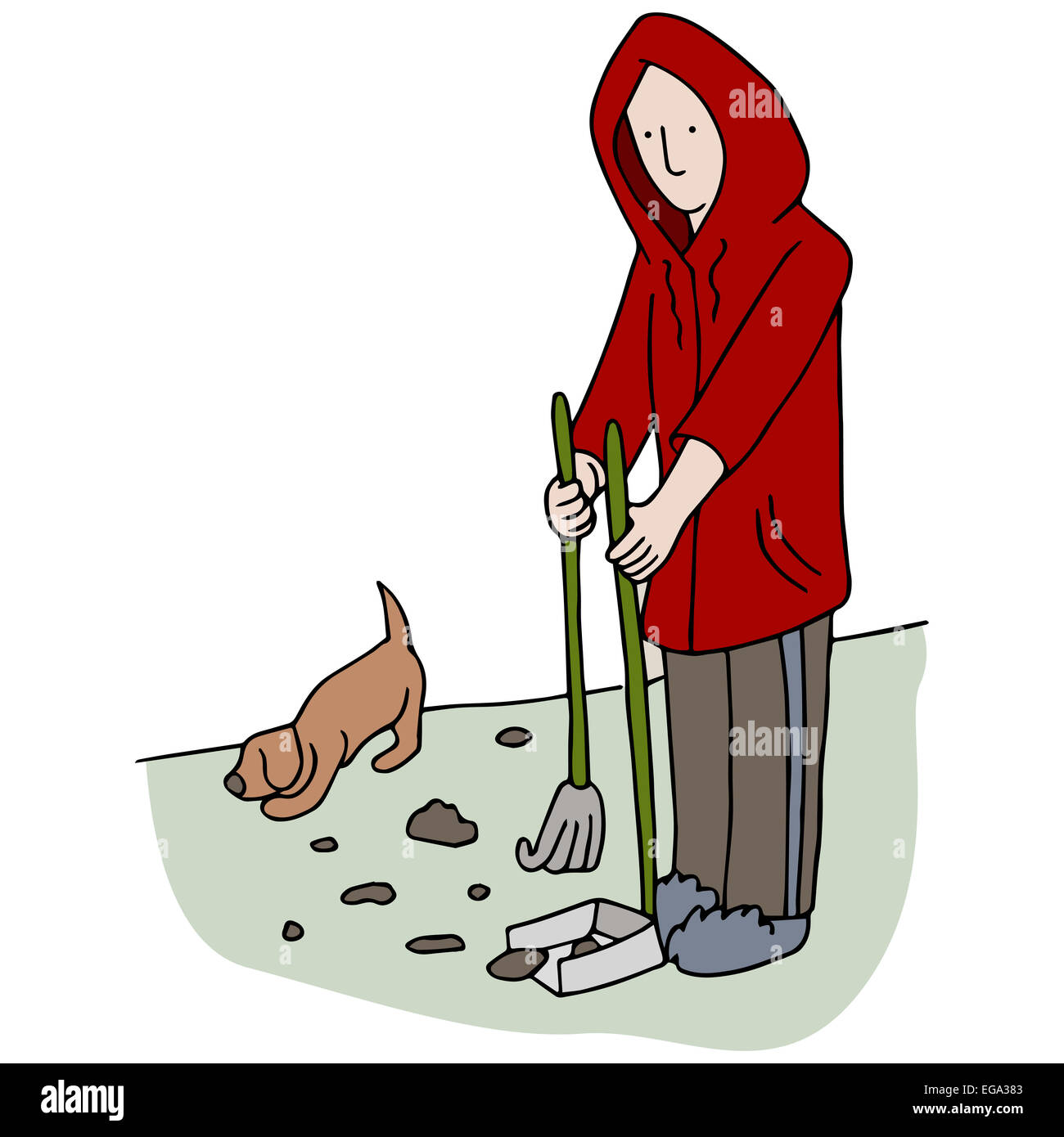 An image of man picking up dog poop Stock Photo - Alamy