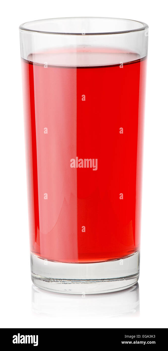 glass of fresh red fruit juice isolated on white background and ...