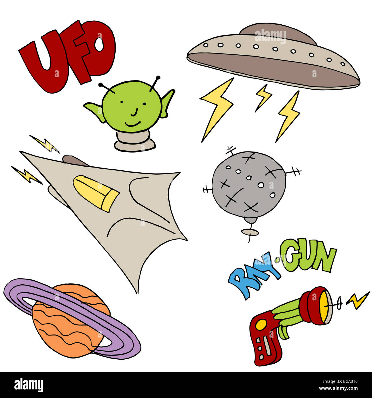 Cartoon alien ray gun Cut Out Stock Images & Pictures - Alamy