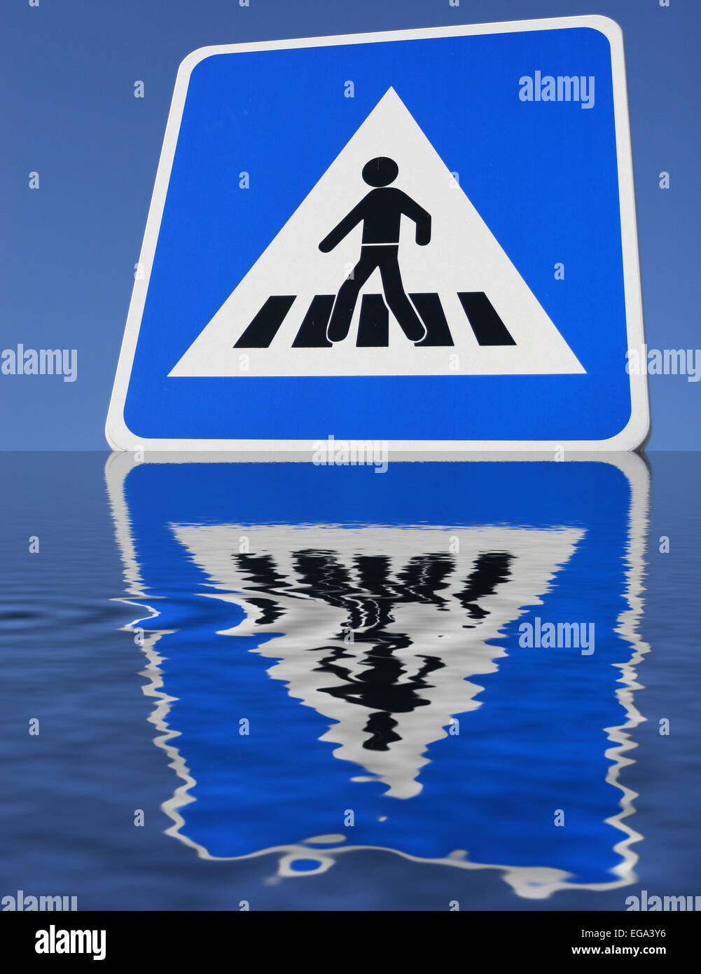 Street Sign with reflection in blue sky background Stock Photo - Alamy