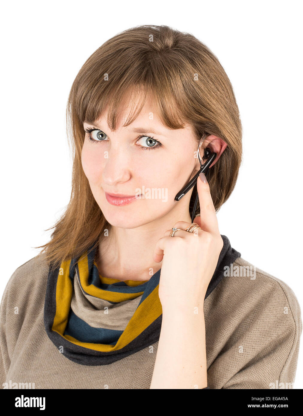 woman microphone isolated on white background Stock Photo - Alamy