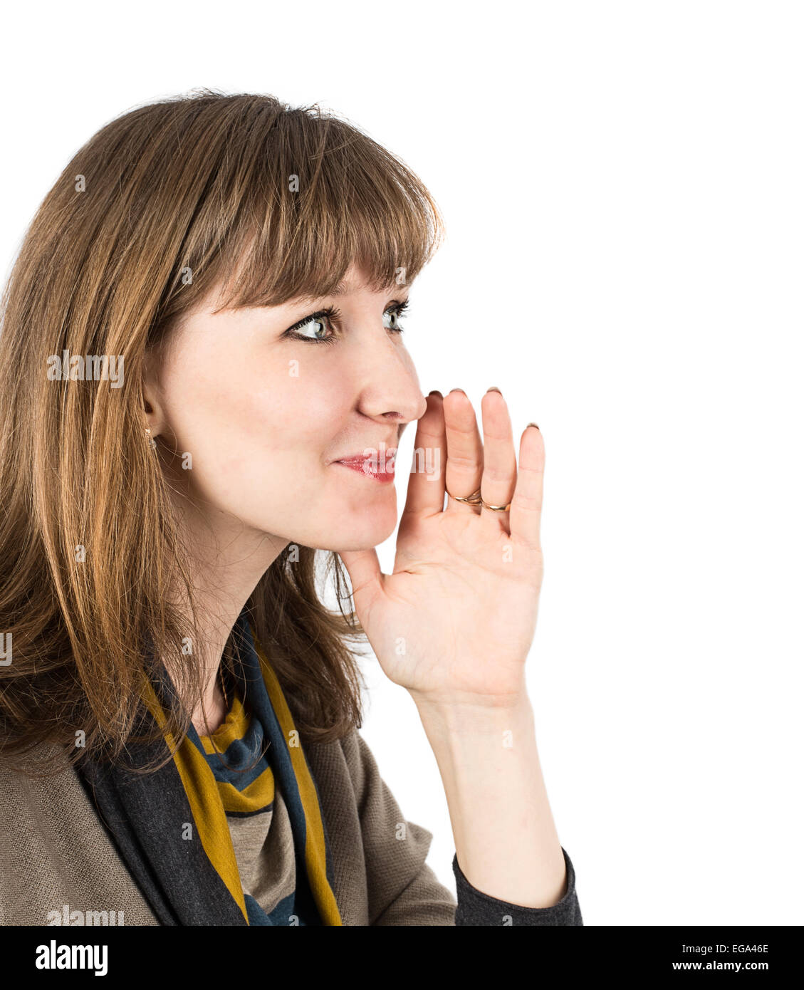 woman talk isolated on white background Stock Photo - Alamy