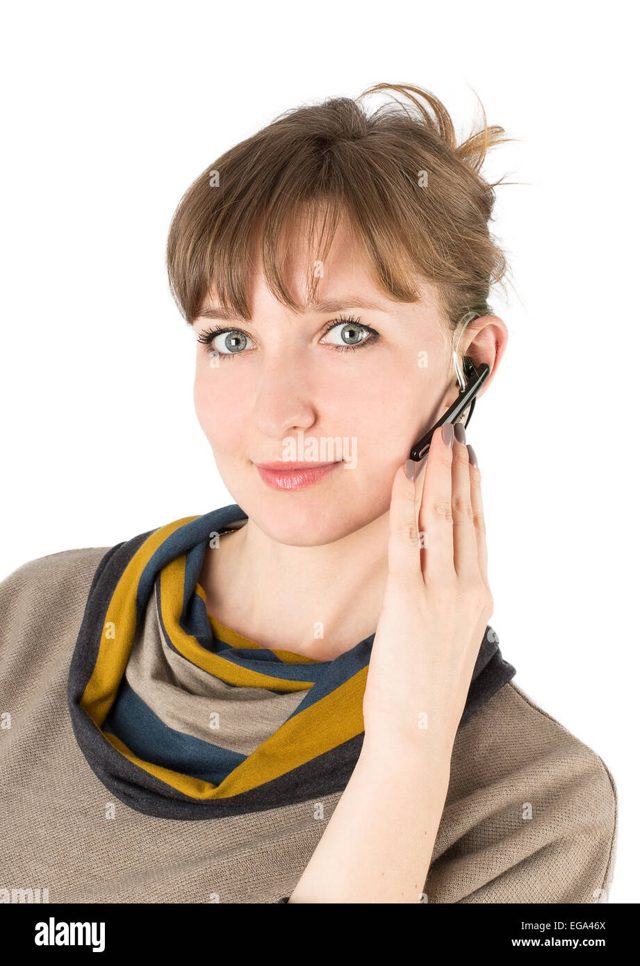 woman microphone isolated on white background Stock Photo - Alamy