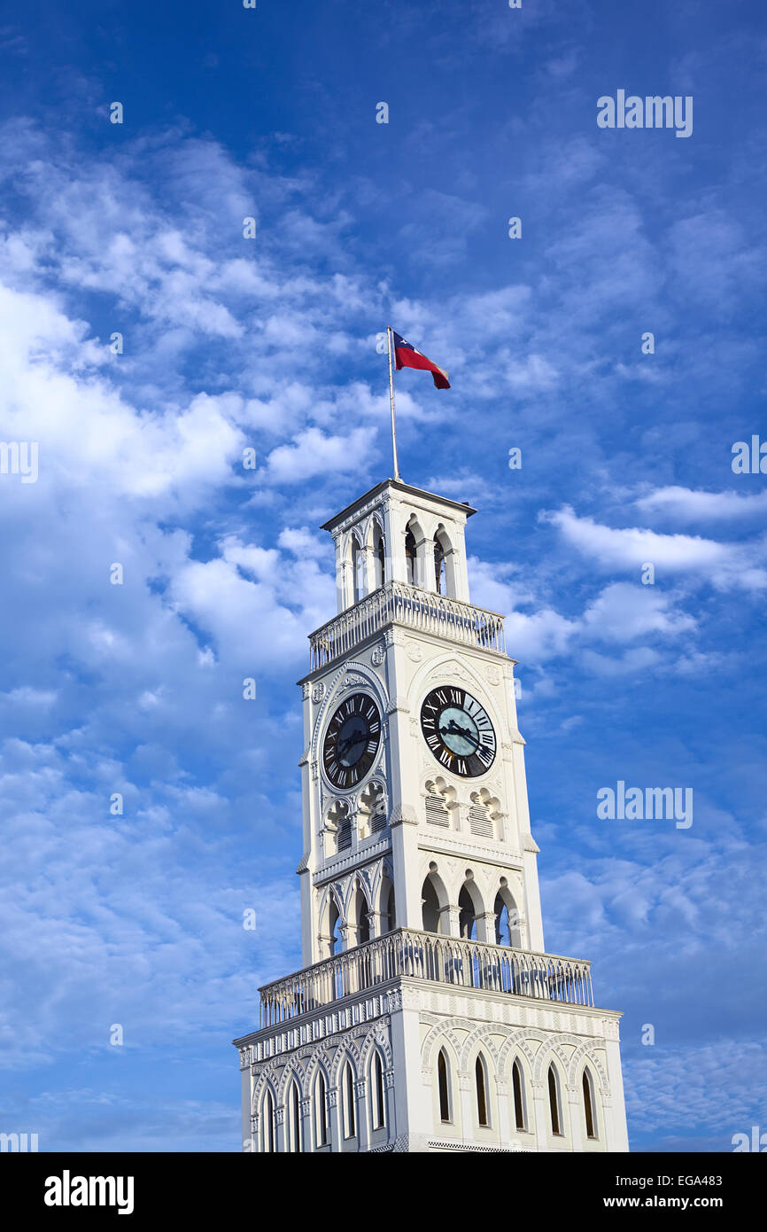 The Torre Reloj (clock tower) from the year 1877 on Plaza Prat main ...