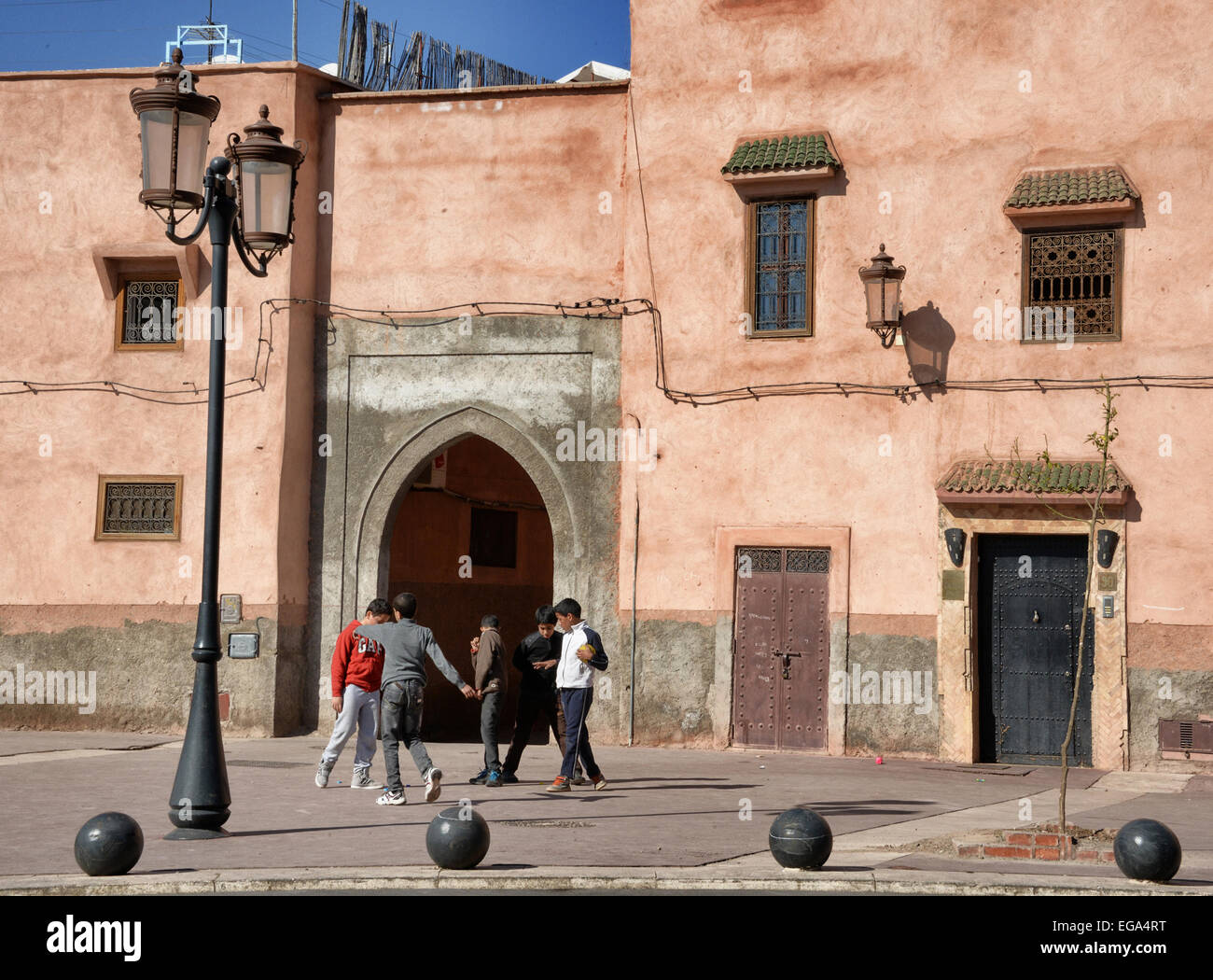 Typical Marrakech buildings close to the Kasbah mosque, Marrakesh ...