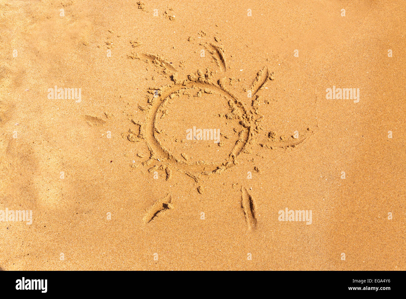 beach sand sun drawing summer fun sea Stock Photo - Alamy