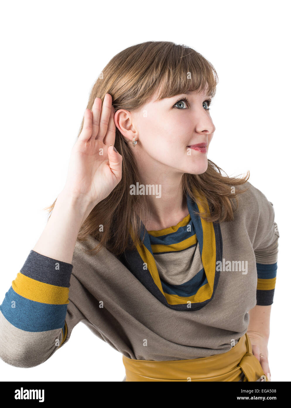 woman hear isolated on white background Stock Photo - Alamy