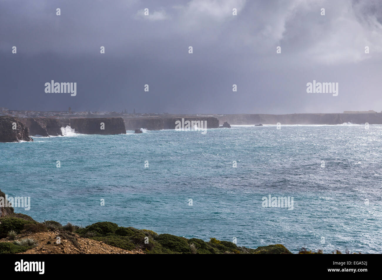Portugal Algarve Faro Sagres rain waves storm Stock Photo - Alamy