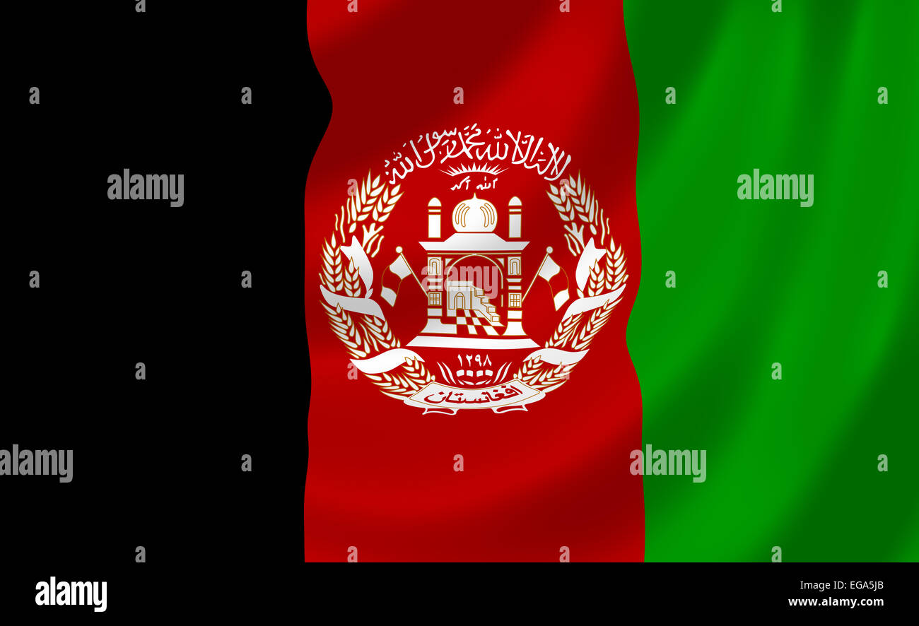 Flag of Afghanistan waving in the wind Stock Photo - Alamy