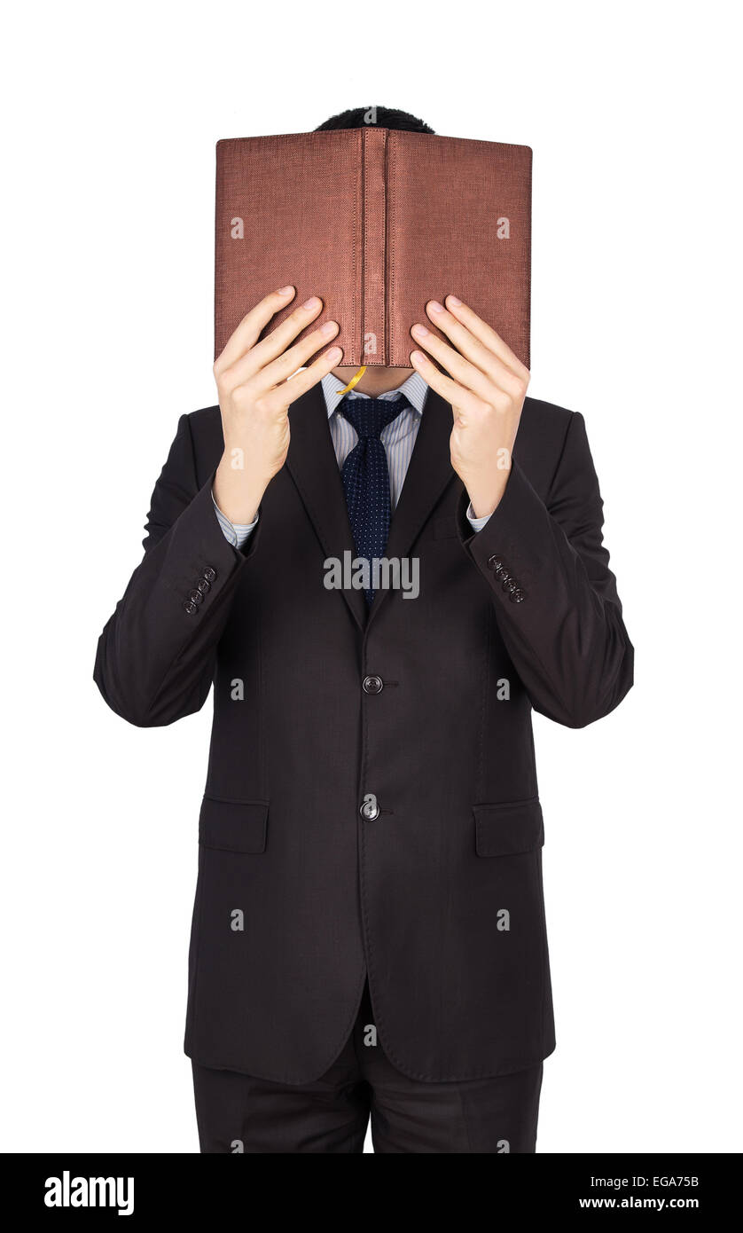 man suit book Isolated on white background Stock Photo - Alamy