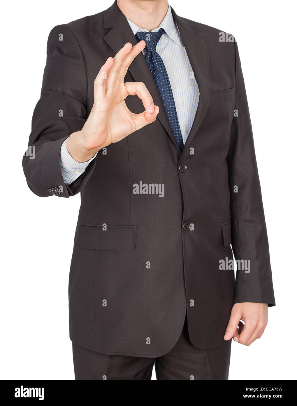 man suit hand ok Isolated on white background Stock Photo - Alamy