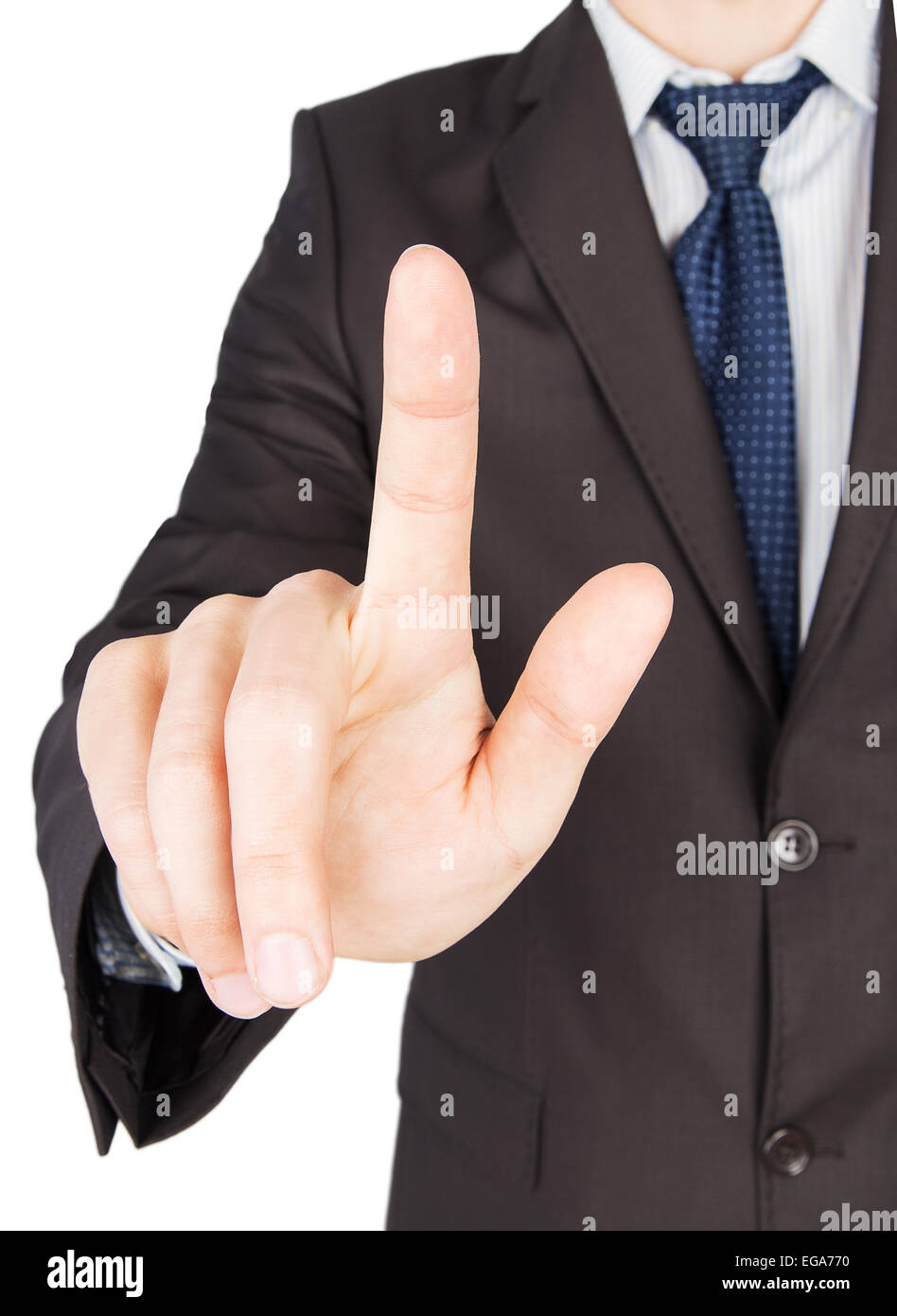 man suit finger touch Isolated on white background Stock Photo - Alamy