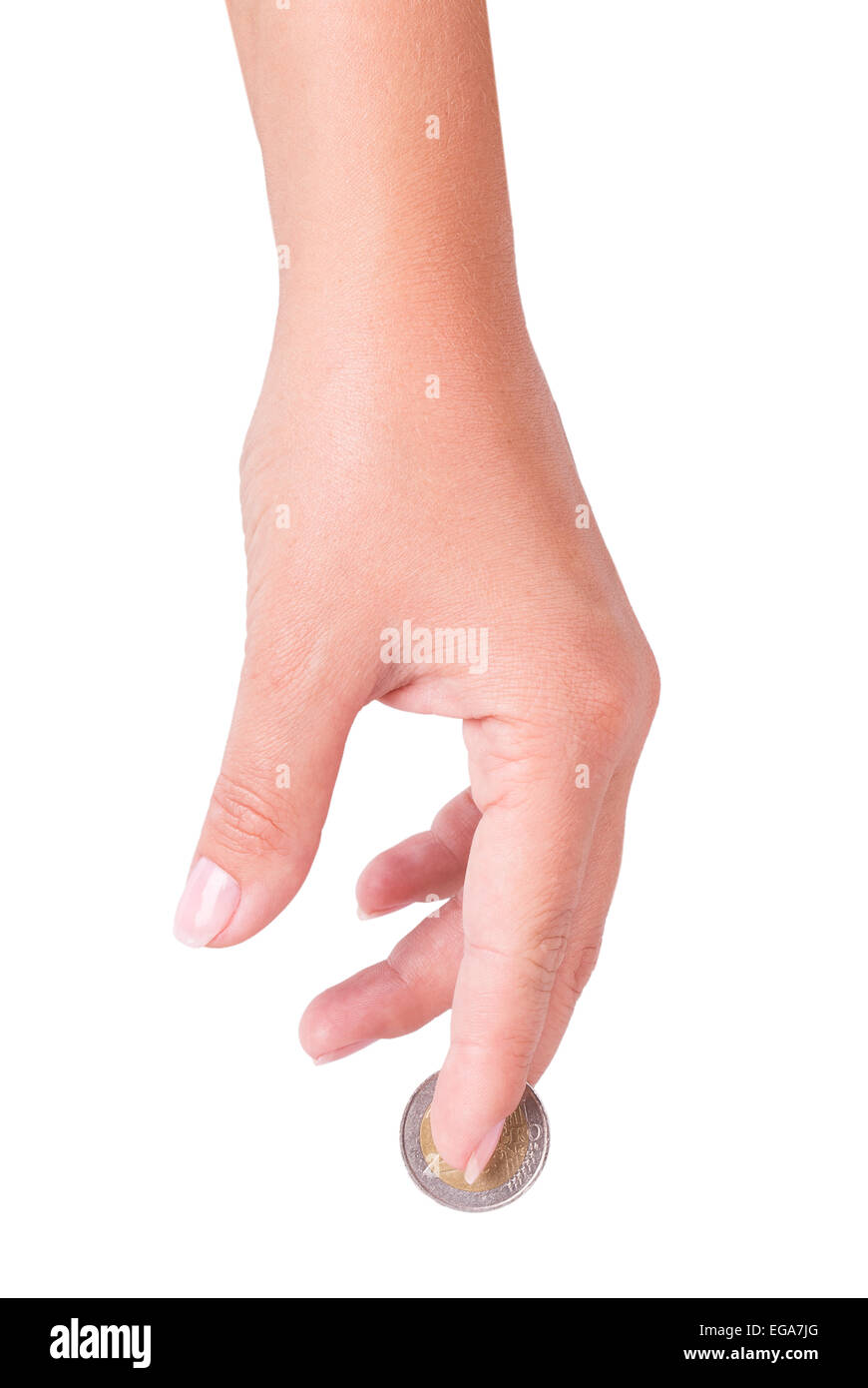 hand coin isolated on white background Stock Photo - Alamy